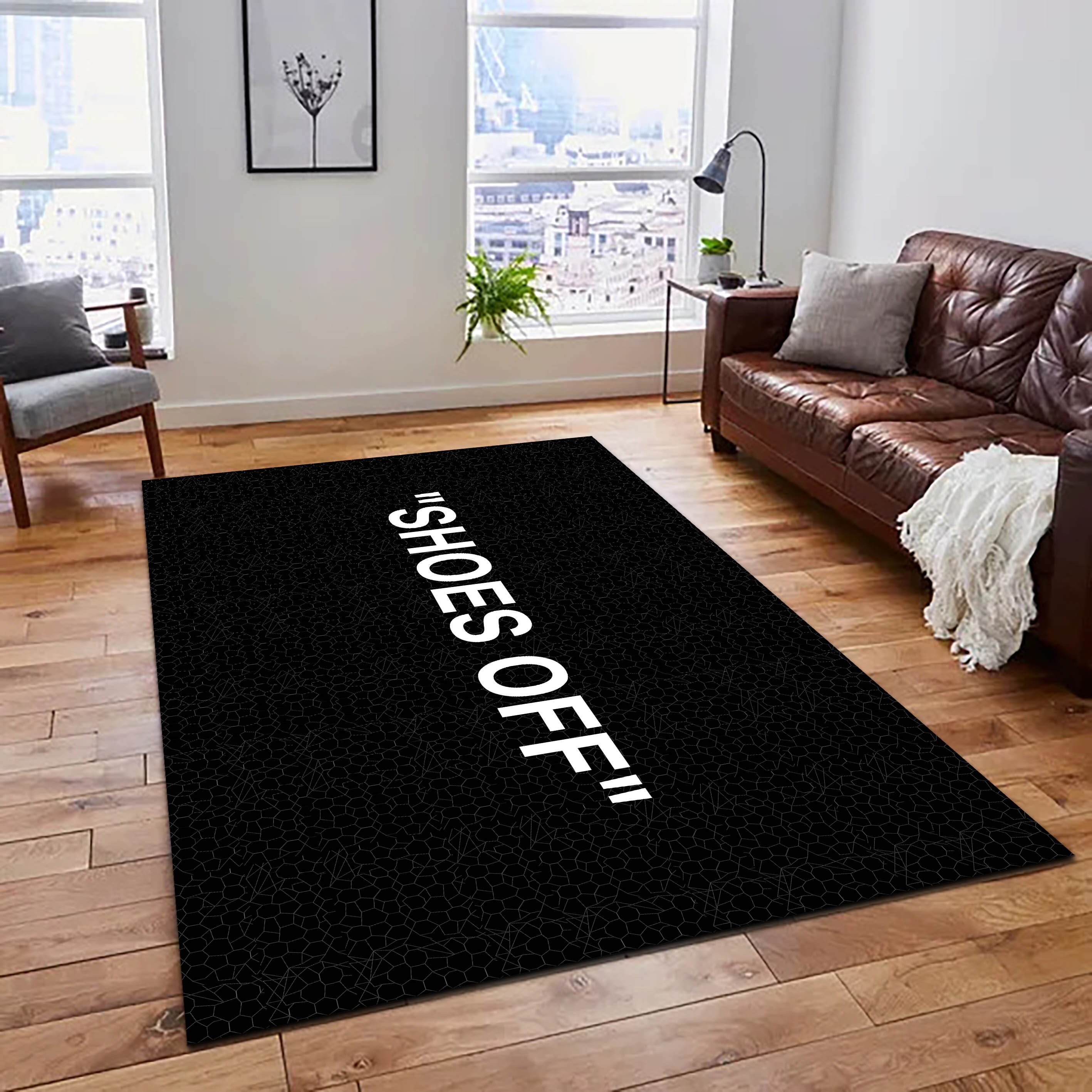 SHOES OFF, Shoes off Rug, Black White, Keep off Rug, Rug for Living ...