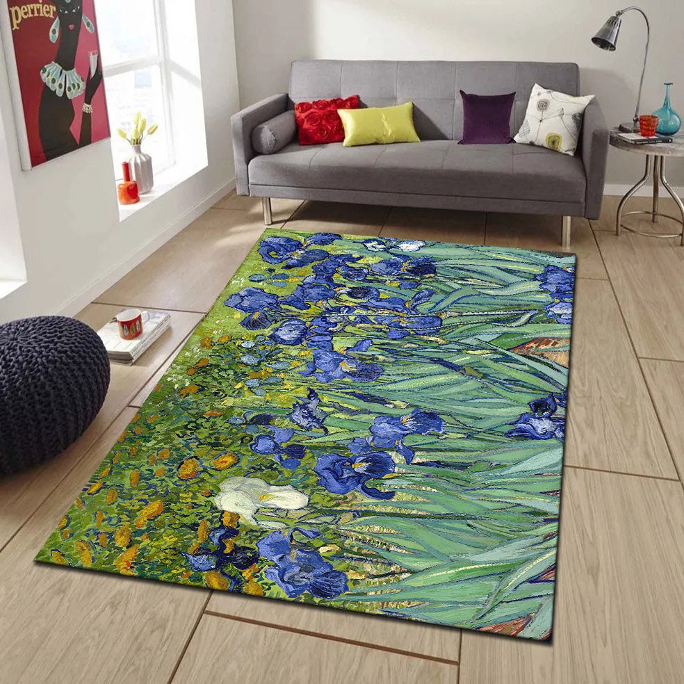 Vincent Van Gogh Irises Rug, Art Rug, Modern Art Rug, Living Room Rug ...