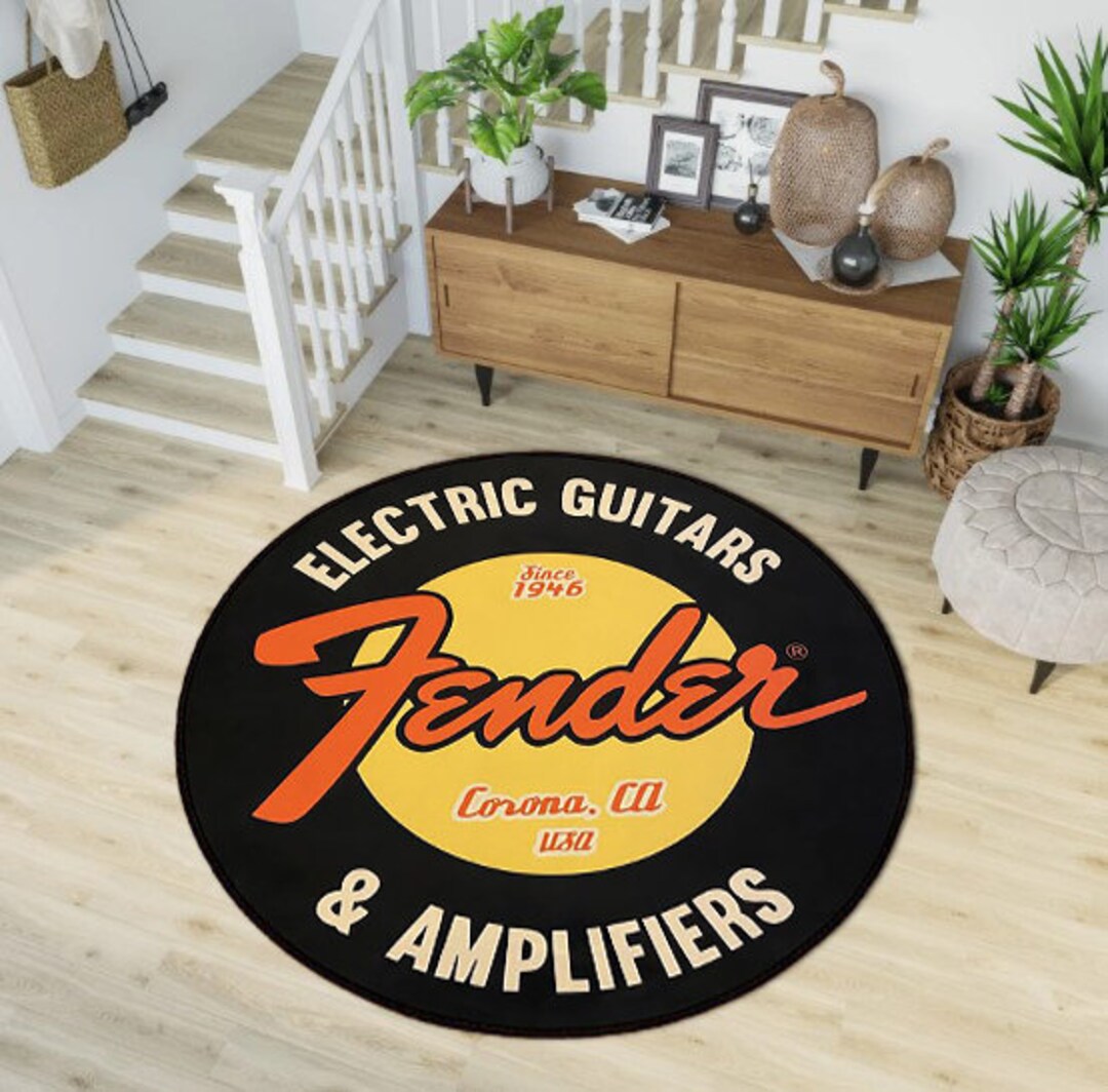 Fender Rug, Guitar Round Rug, Rock Floor Rug, Velvet Printed Rug, Sound ...