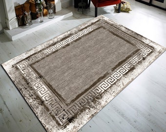 Black and Gold Ancient Greek Wave Rug, Greek Mythology, Modern Rug ...