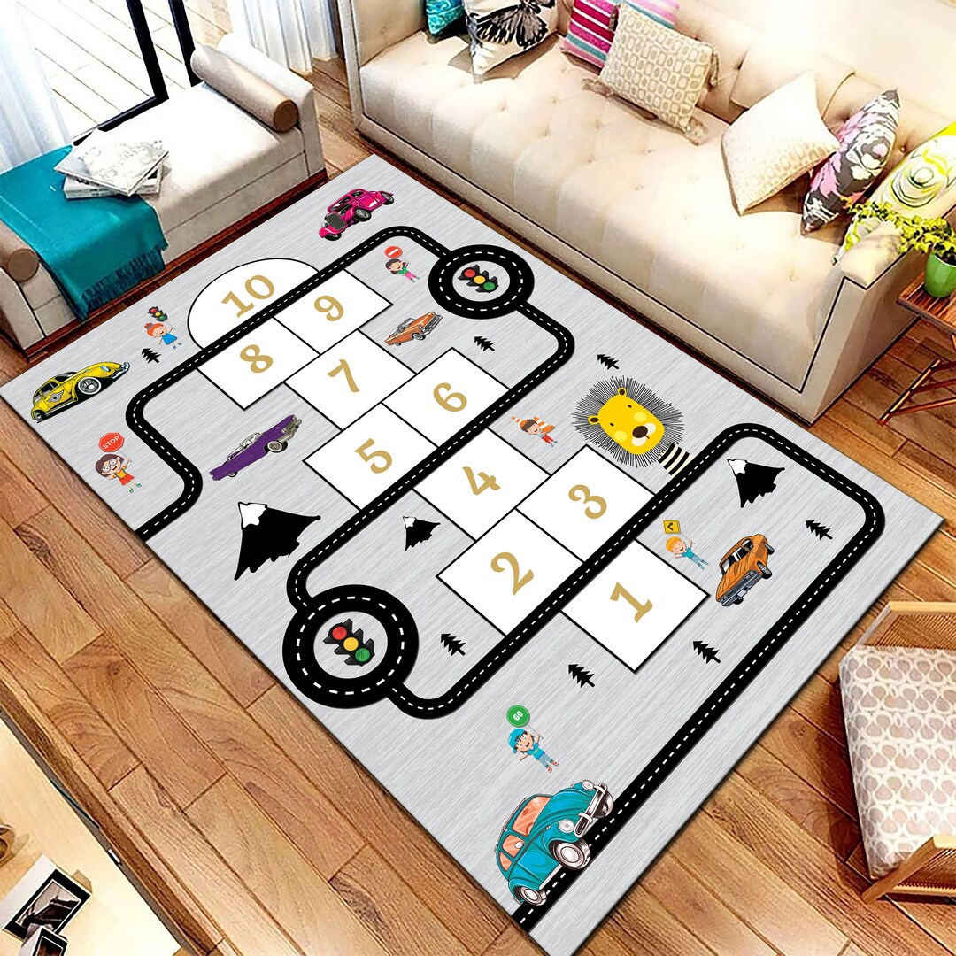 Cute Hopscotch Rug,car Hopscotch Rug, Kids Game Rug, Decorative Carpet ...