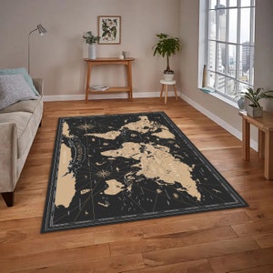 Vintage World Map Rug Wrap, Black World Map Rug, World Map Rug, World ...