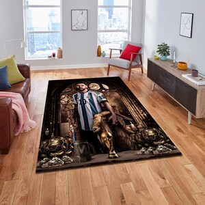 Lionel Messi Football Rug, World Cup Legend, Sports Mat - Etsy