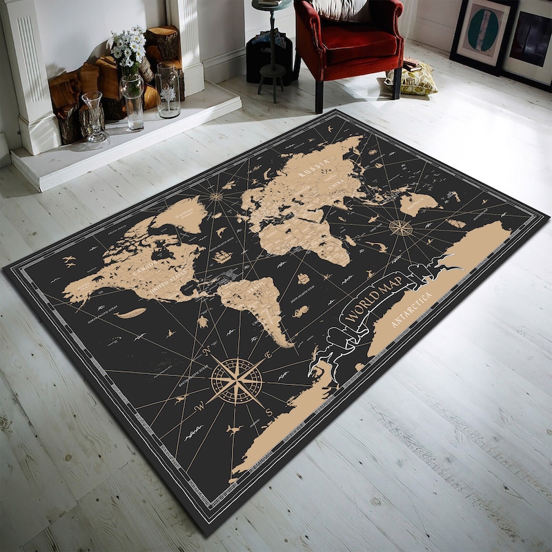 World Map Rug - Etsy