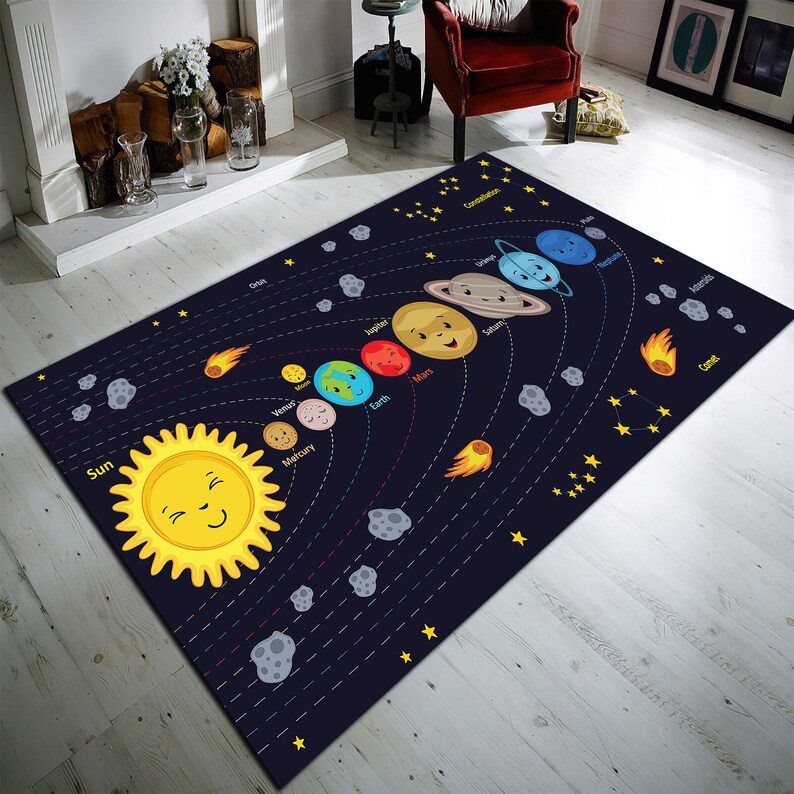 Area Rug, for Bedroom Cartoon Space Planet, Pattern Carpet Rugs, for ...
