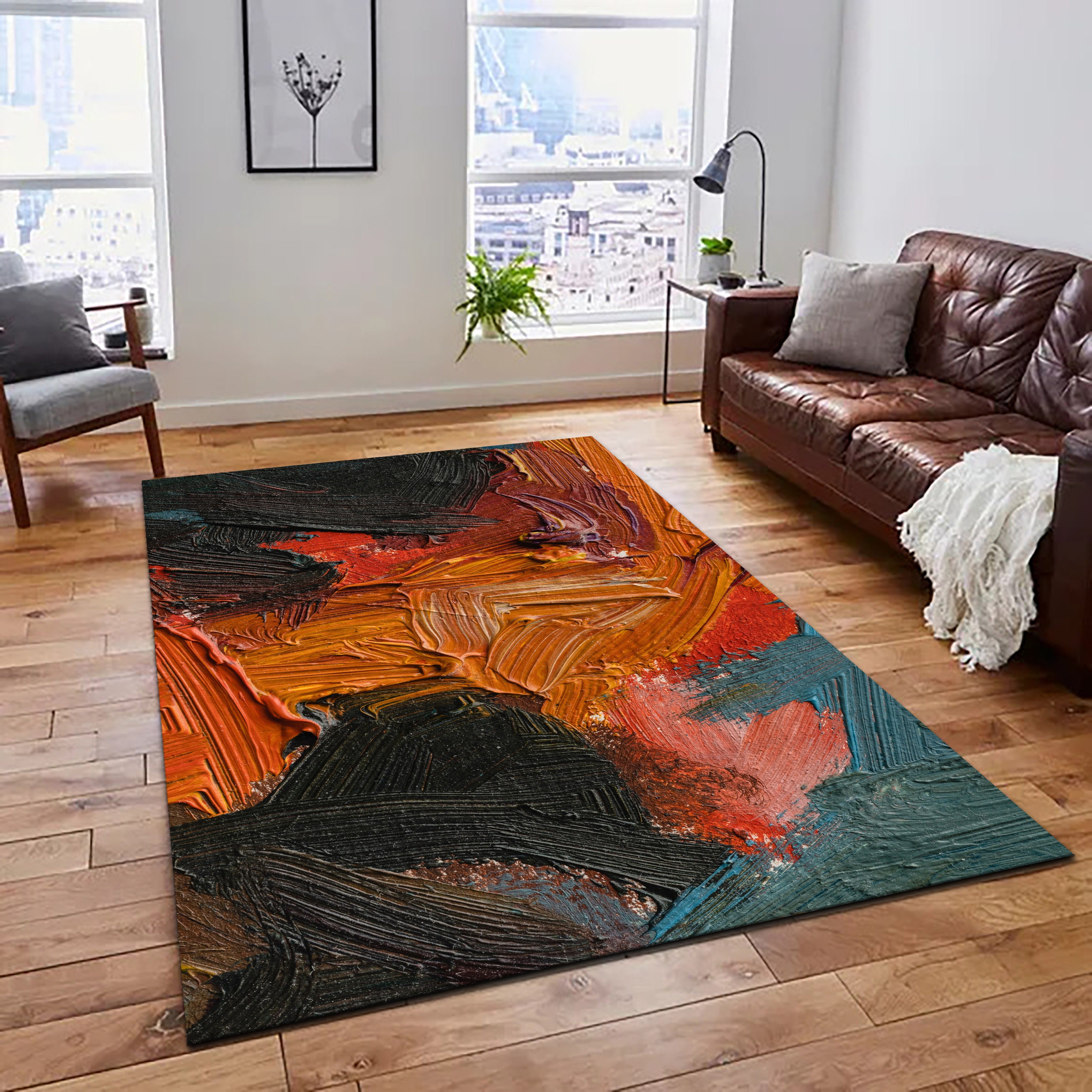 Oil Painting Rug Colorful Art Rug Abstract Rug Fashion - Etsy