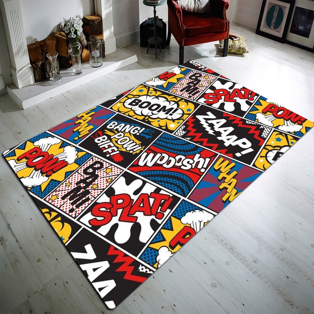 Pop Art Rug, Comic Graffiti Rug, Zaap Art Rug, Modern Art Rug, Home ...