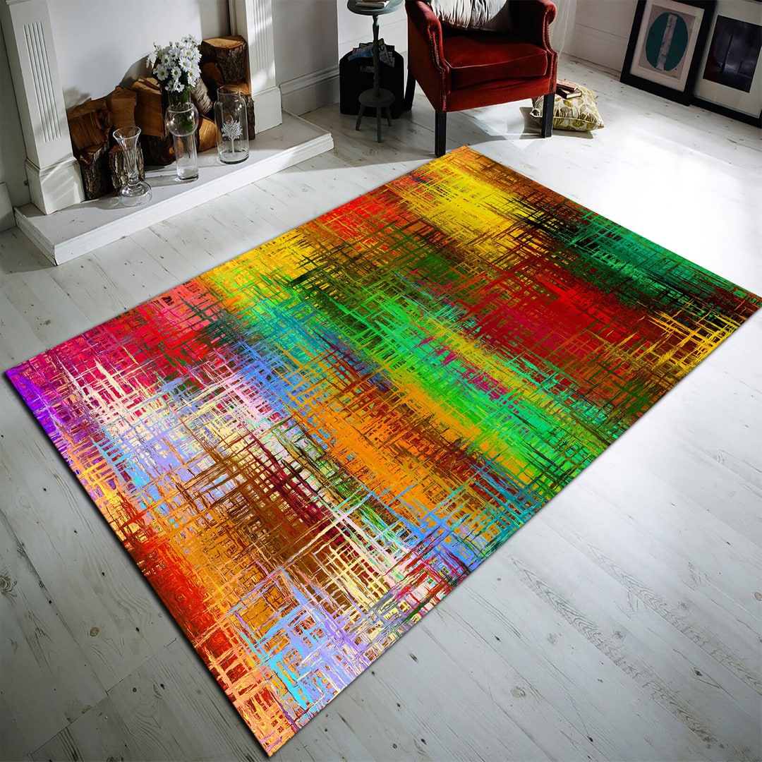 Multicolor Rug, Colorful Design Rug, Rainbow Rug, Colorful Rug, Modern ...
