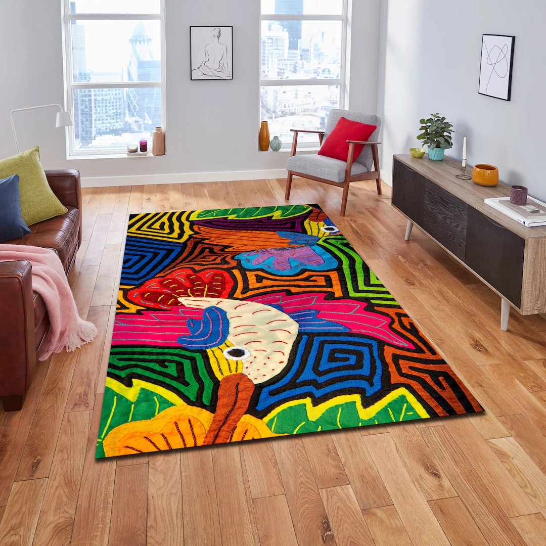 Colorful Rug, Rainbow Animal Pattern Rug, Abstract Rug, Rainbow Carpet ...