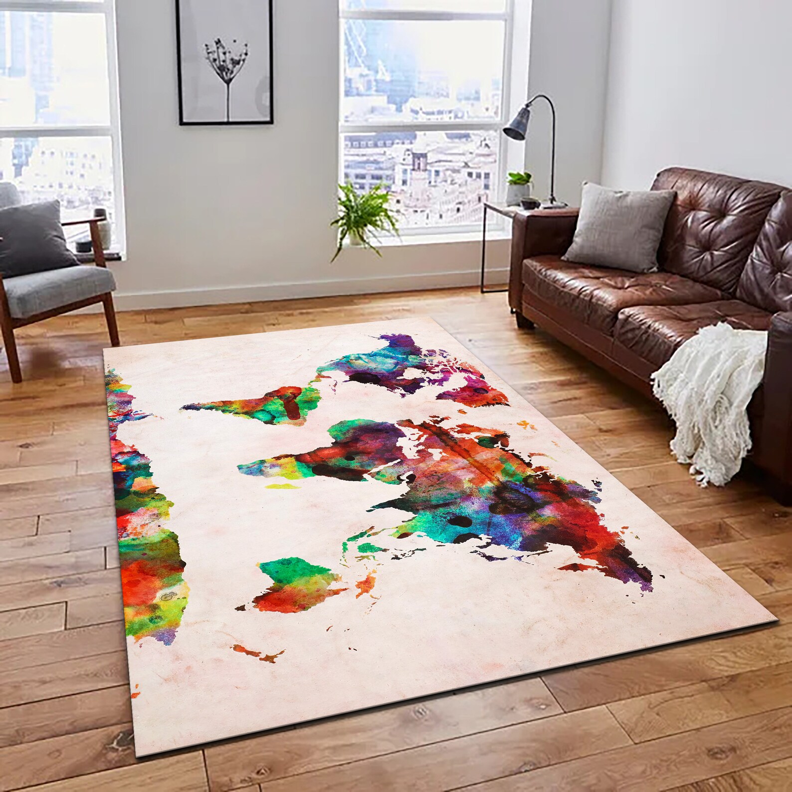 World Map Rug, Colorful World Map Rug, Map Rug, World Map, Design ...