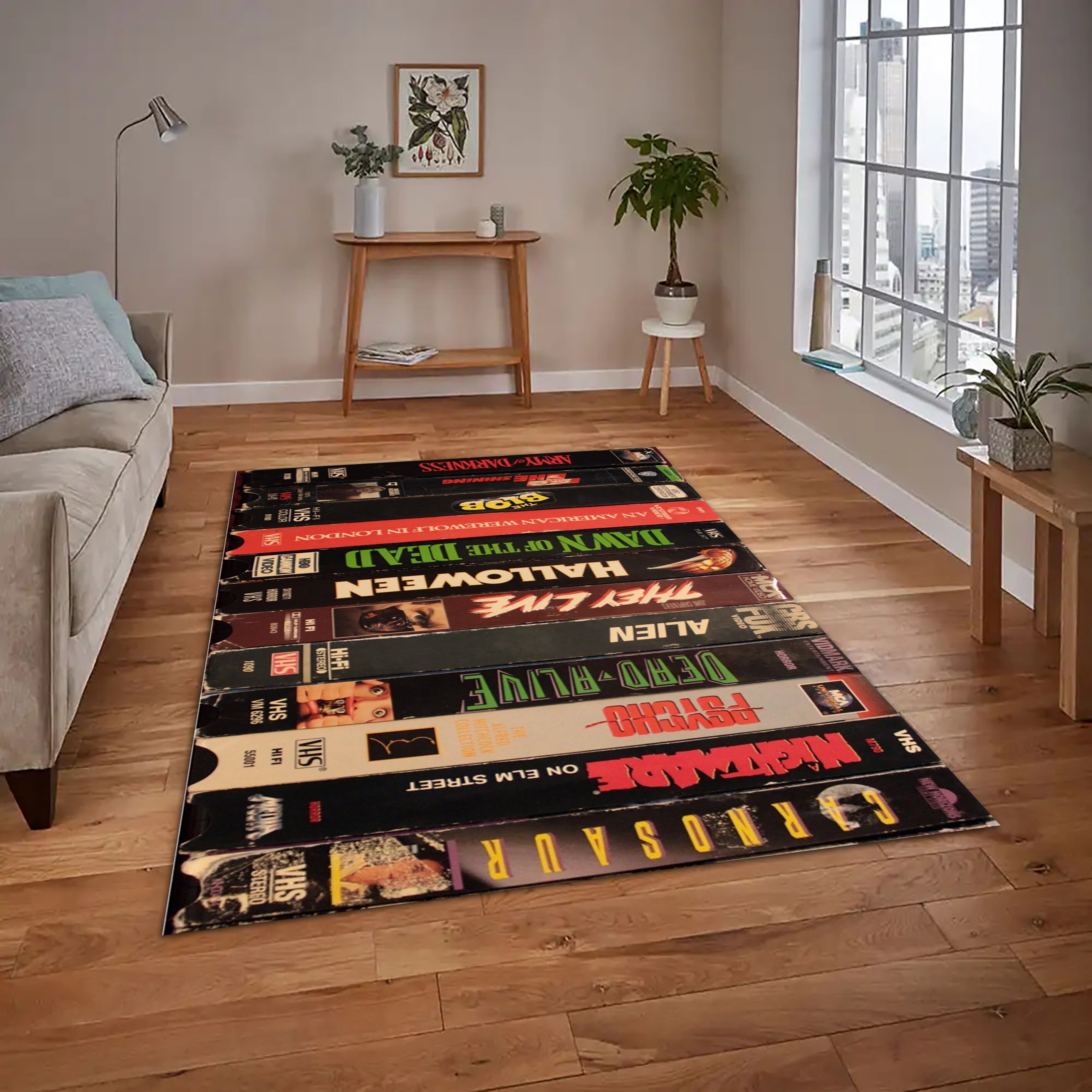 Retro VHS Horror Movie Rug, Cotton Home Theater Decor - Etsy