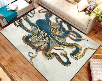 Octopus Rug, Animal Rug, Patterned Printing Rug, Patterned Rug, Modern ...