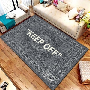 Keep off Grey Rug, Traditional Modern Design, Non-slip Carpet - Etsy