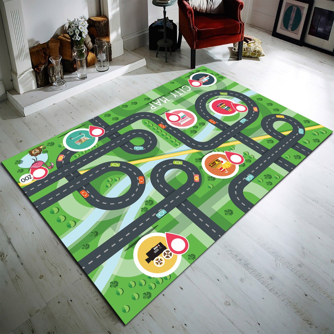 Kid City Map Traffic Rug, City Road Children Friendly Carpet, Traffic ...