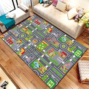 Kid City Map Traffic Rug, City Road Children Friendly Carpet, Traffic ...