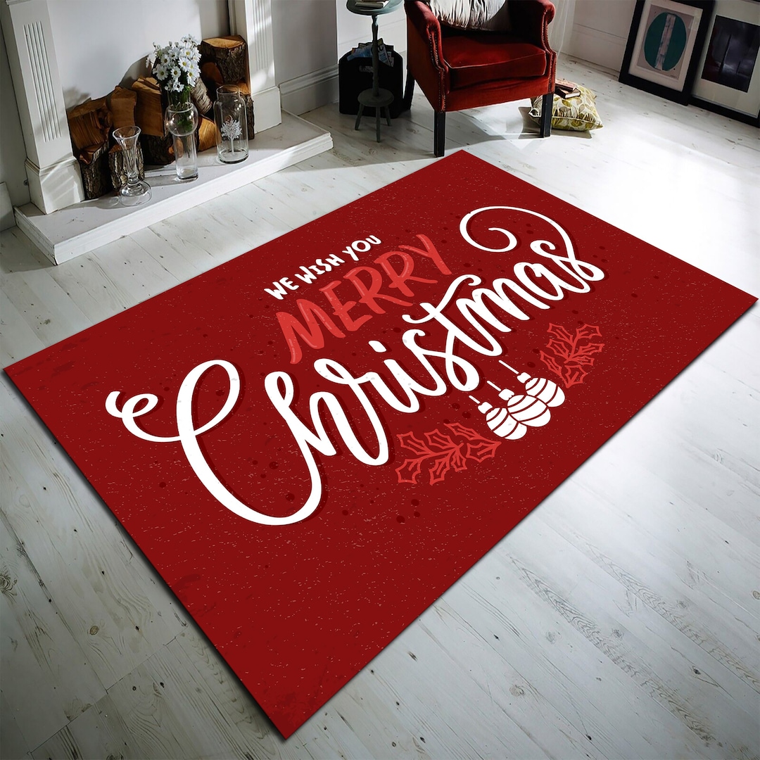 Merry Christmas Rug, Christmas Decor, New Year Gift Rug, Noel Gift Rug ...