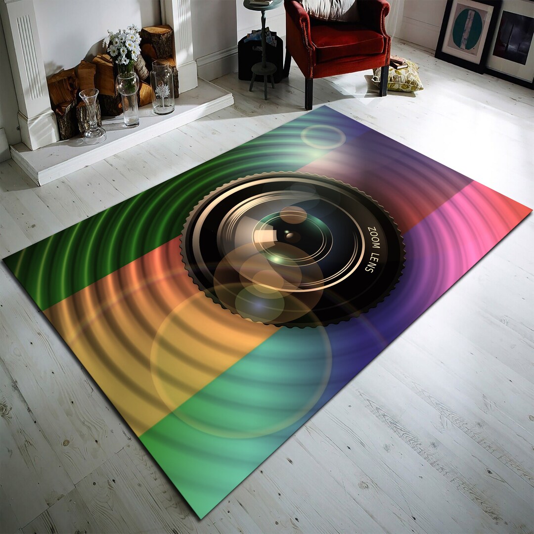 Lens Rug,photographer Rug,camera Pattern Rug,zoom Design,rug for Living ...