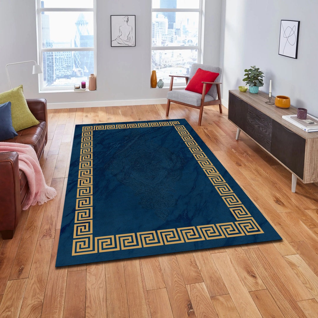 Beige and Gold Ancient Greek Wave Rug, Greek Mythology, Modern Rug ...