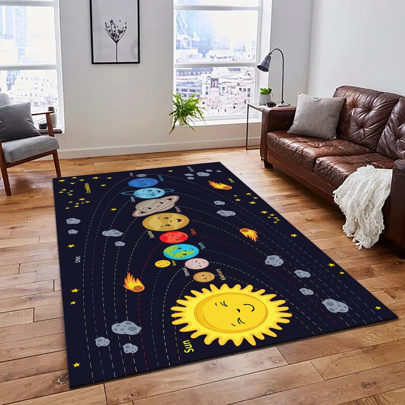 Area Rug, for Bedroom Cartoon Space Planet, Pattern Carpet Rugs, for ...