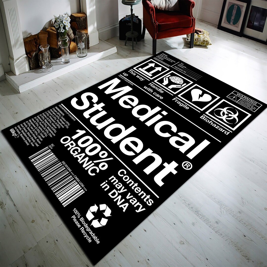 Medical Student Rug, Celebration Rug, Patterned Printing Rug, Patterned ...