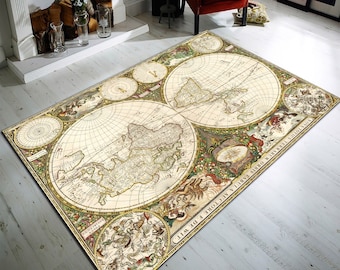 Modern Rug, Old World Map Rug, Vintage Map Rug, Vintage World Map Rug ...