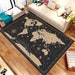 Vintage World Map Rug Wrap, Black World Map Rug, World Map Rug, World ...