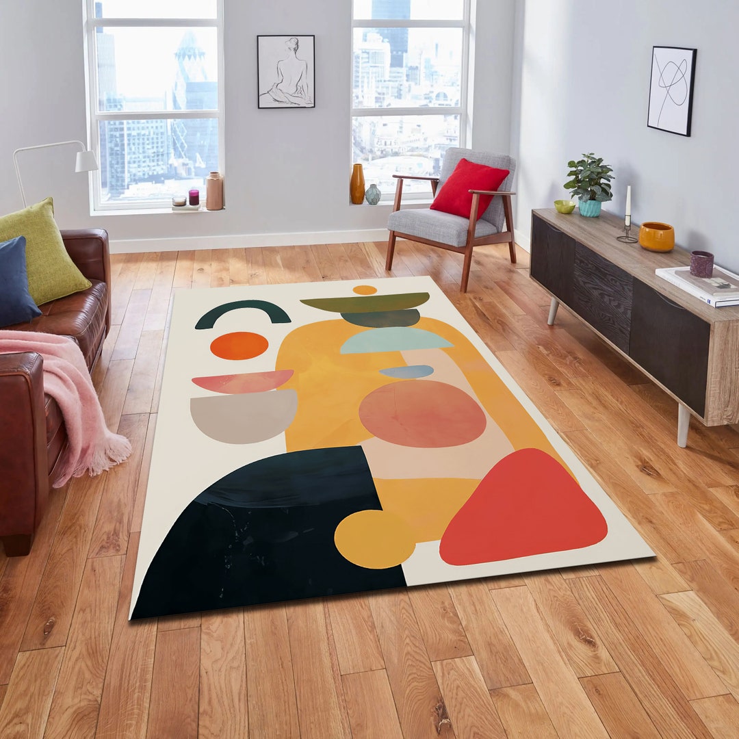 Modern Abstract Rug, Style Abstract Rug, Art Deco Rug, Minimalist Rug ...
