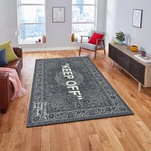 Keep off Grey Rug, Traditional Modern Design, Non-slip Carpet - Etsy