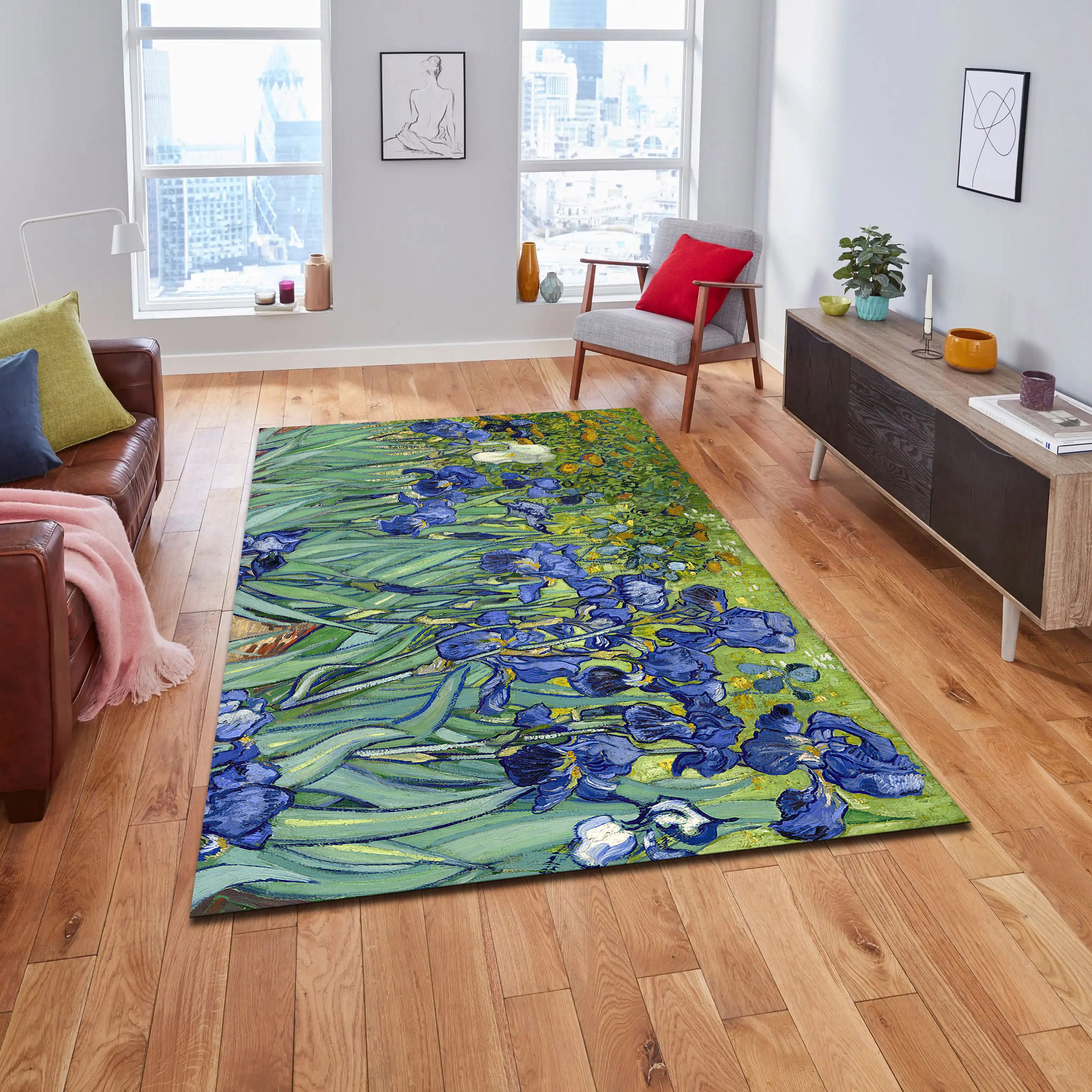 Vincent Van Gogh Irises Rug, Art Rug, Modern Art Rug, Living Room Rug ...
