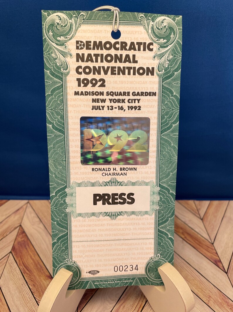 1992 Democratic National Convention Press Pass - Etsy