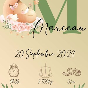 Personalized Fox Birth Poster With Baby's Initial First - Etsy