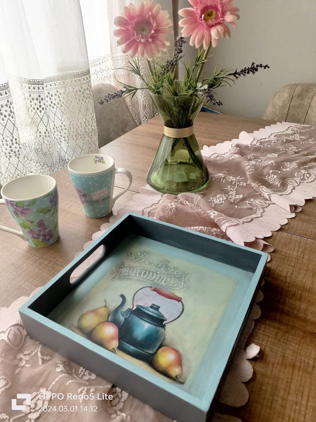 Antique Tray With Teapot and a Piece of Peace - Etsy