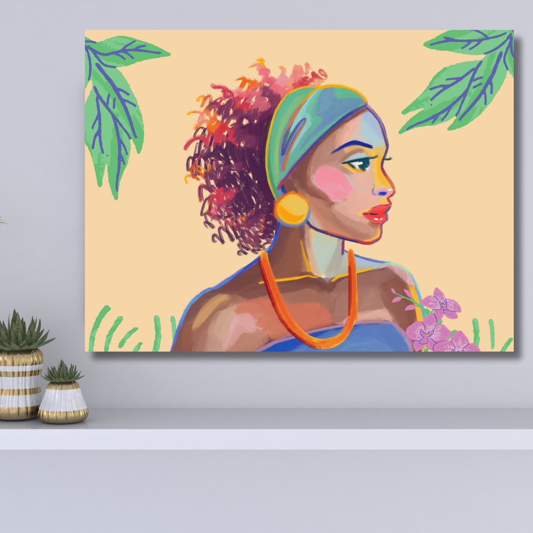 Boho Afro Poster, Digital Print Poster, Afro Women Poster, Woman ...