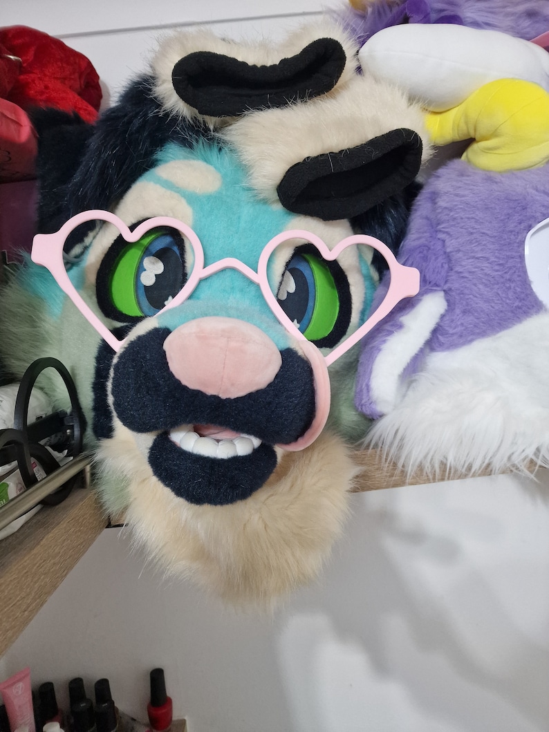 Foldable Fursuit Glasses (heart Frames) - Etsy