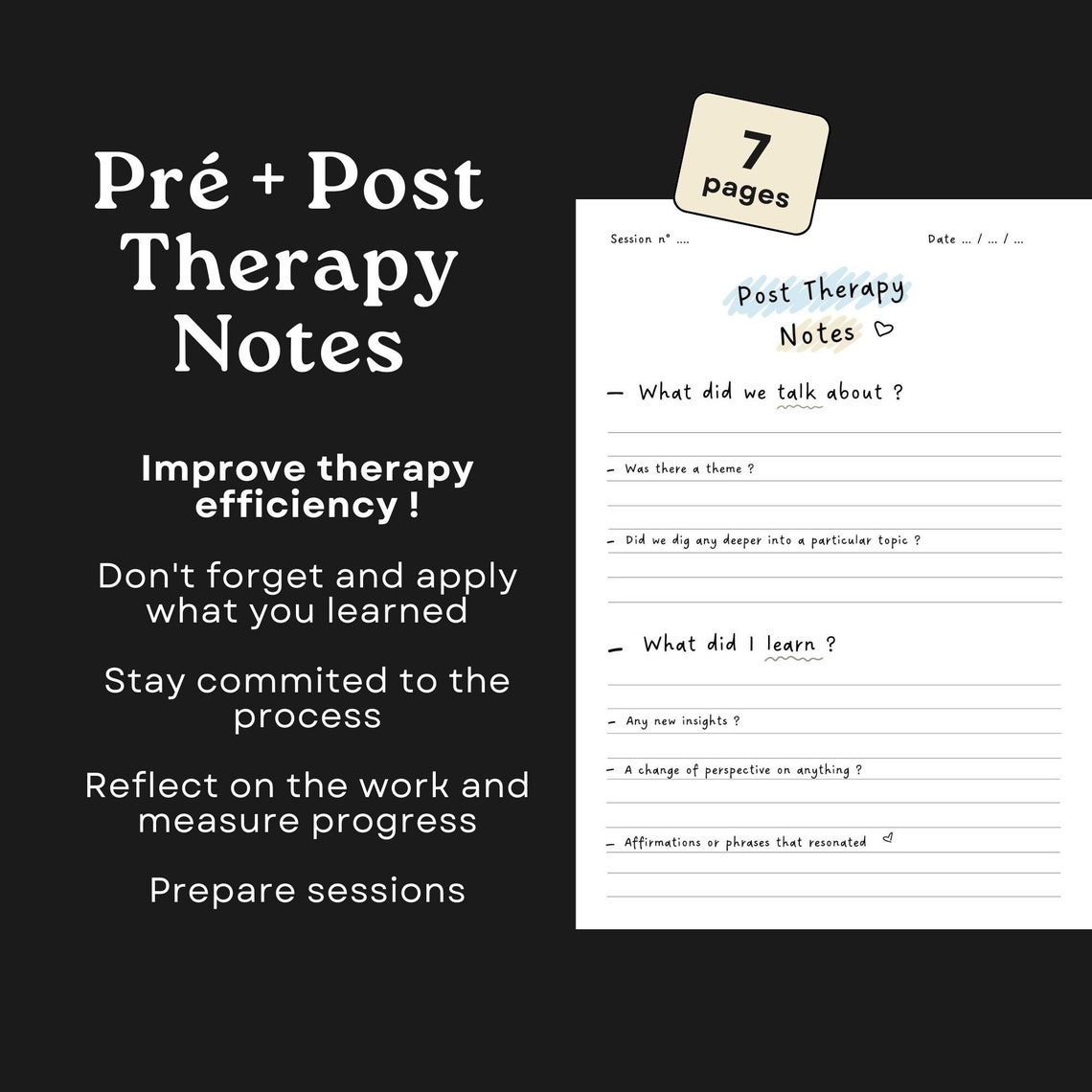 Therapy Journal - Post Therapy Notes - Therapy Debrief Journal, Therapy ...
