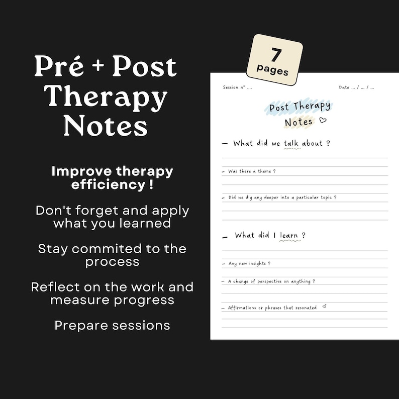 Therapy Journal - Post Therapy Notes - Therapy Debrief Journal, Therapy ...