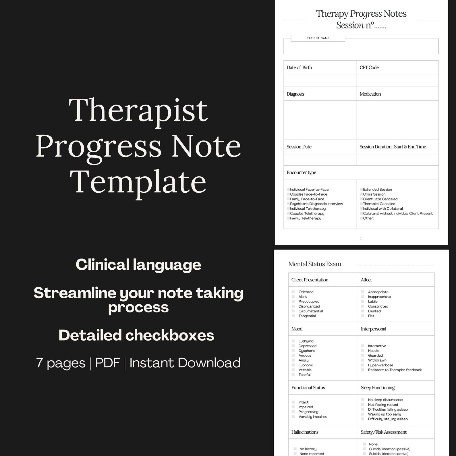 THERAPY PROGRESS NOTES, Therapist Progress Notes Template, Therapist ...