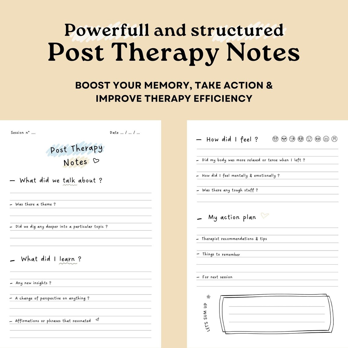 Therapy Journal - Post Therapy Notes - Therapy Debrief Journal, Therapy ...