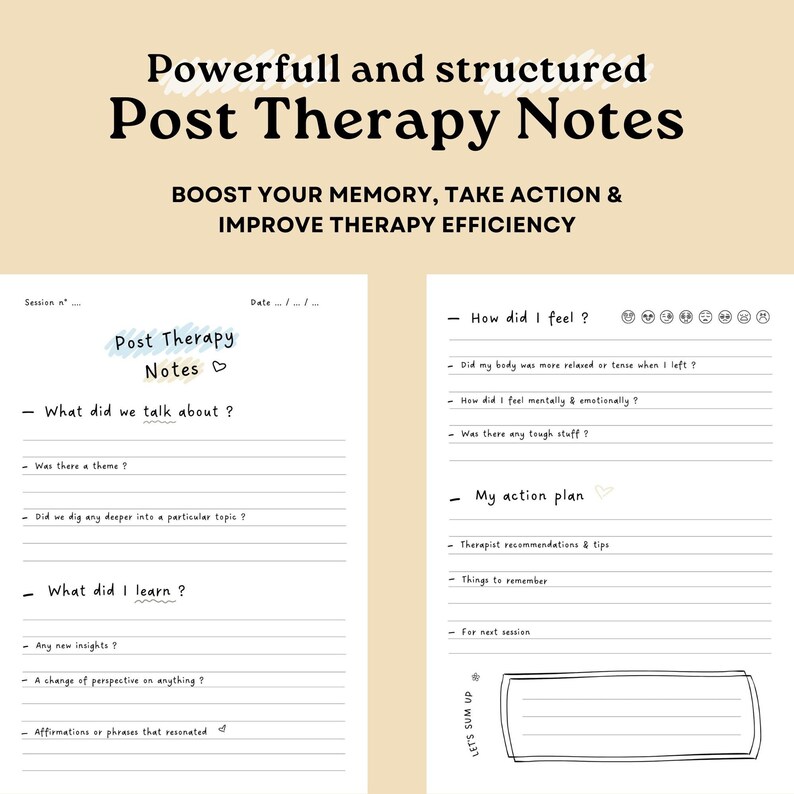 Therapy Journal - Post Therapy Notes - Therapy Debrief Journal, Therapy ...