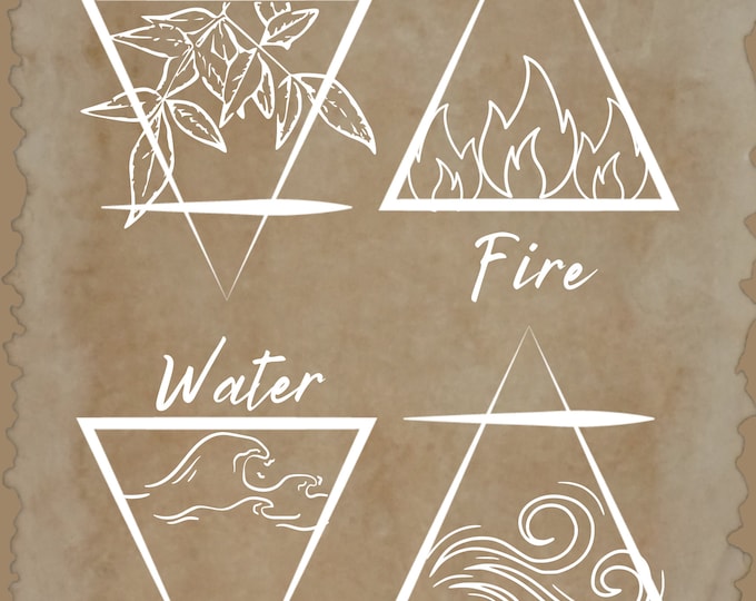 Four Elements With Old Paper Background Digital Download - Etsy