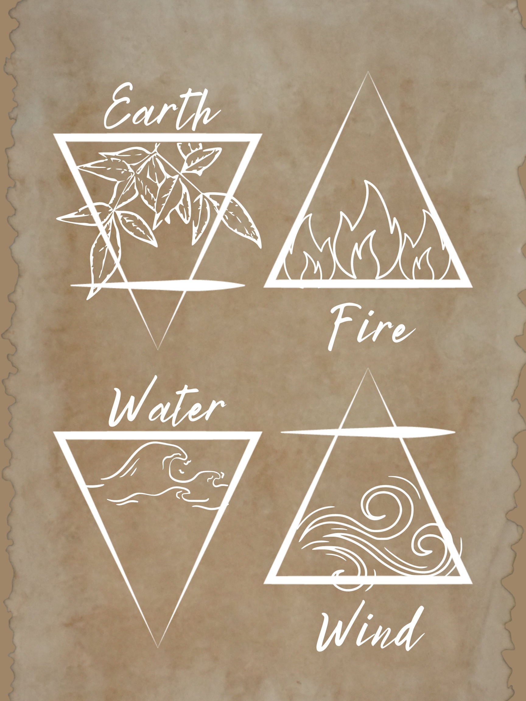 Four Elements With Old Paper Background Digital Download - Etsy