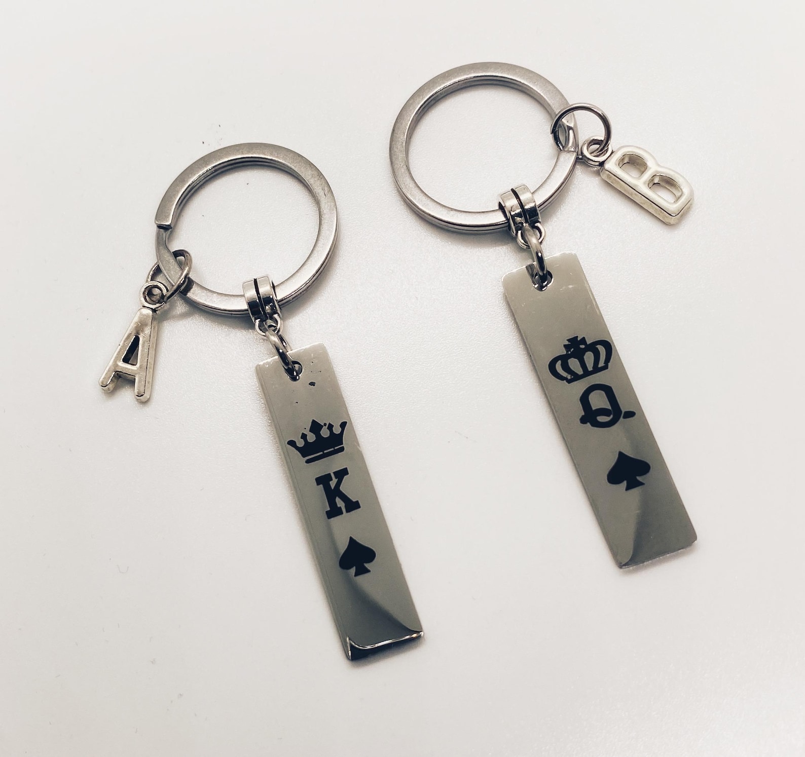 Personalized Royal Couple Keychain Set - King of Spades and Queen of ...