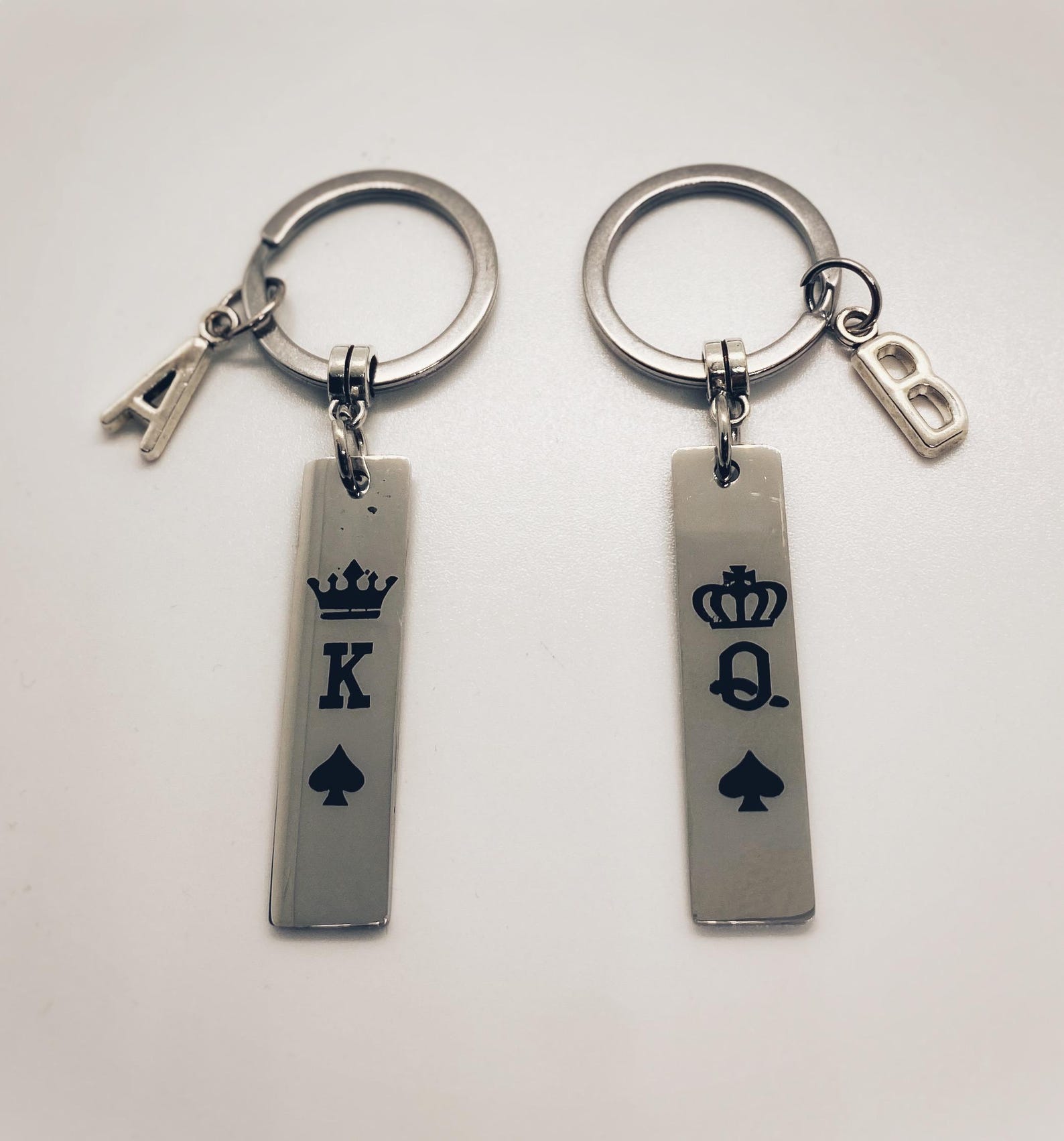Personalized Royal Couple Keychain Set - King of Spades and Queen of ...