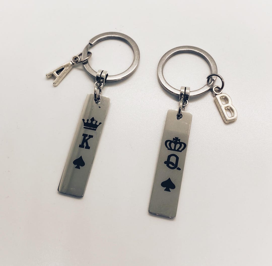 Personalized Royal Couple Keychain Set King of Spades and Queen of ...