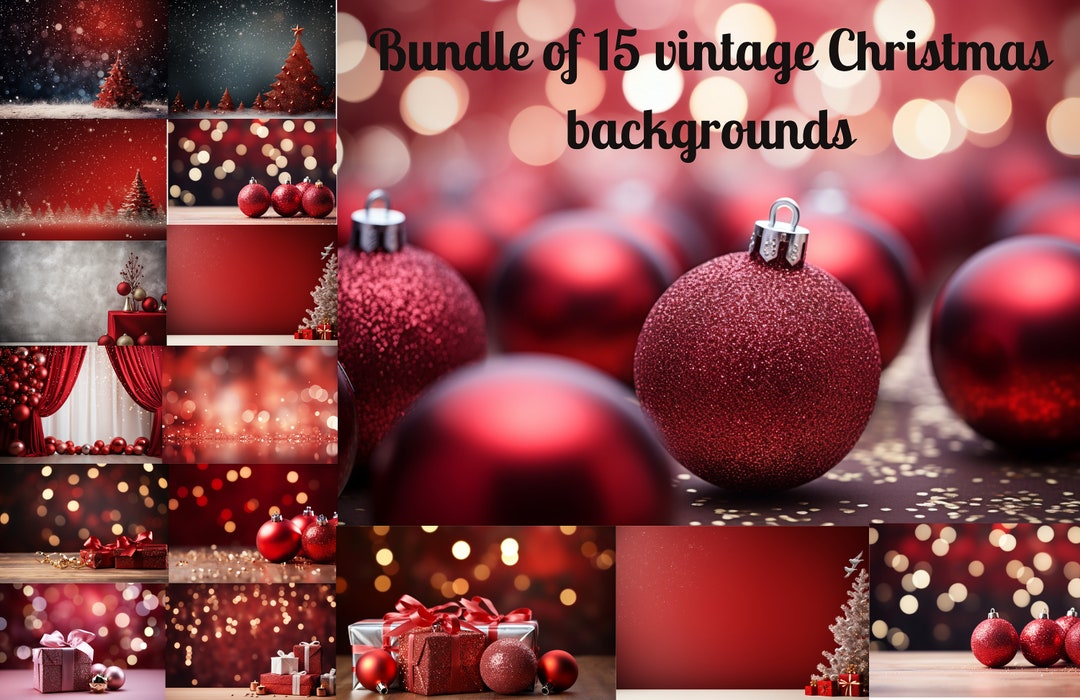 15 Christmas Digital Backdrops for Photographybundle, Vintage Cozy ...