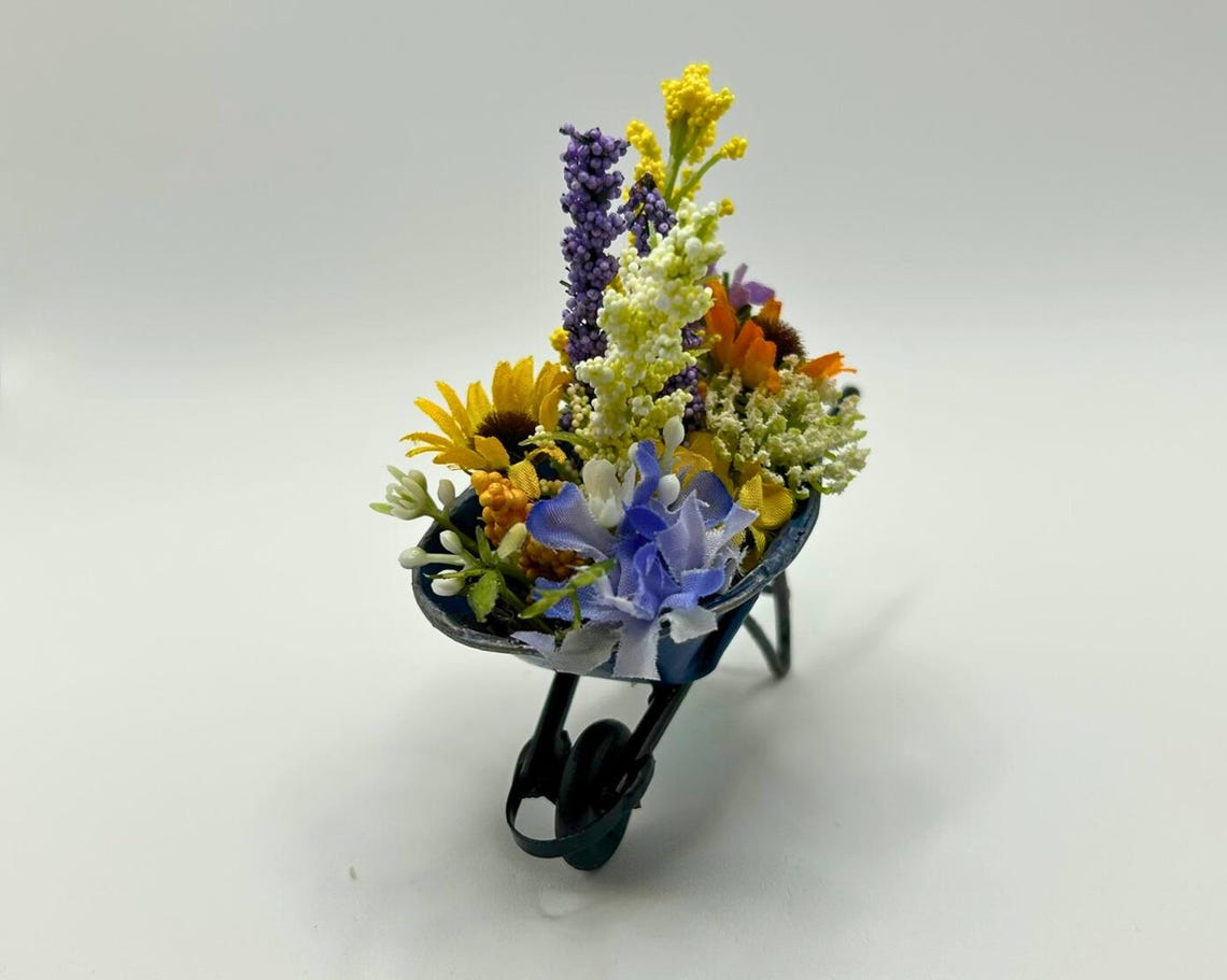 Miniature Wheelbarrow Flower Garden for Dollhouses, Collector or Plant ...
