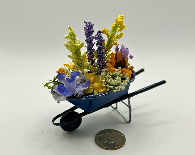 Miniature Wheelbarrow Flower Garden for Dollhouses, Collector or Plant ...