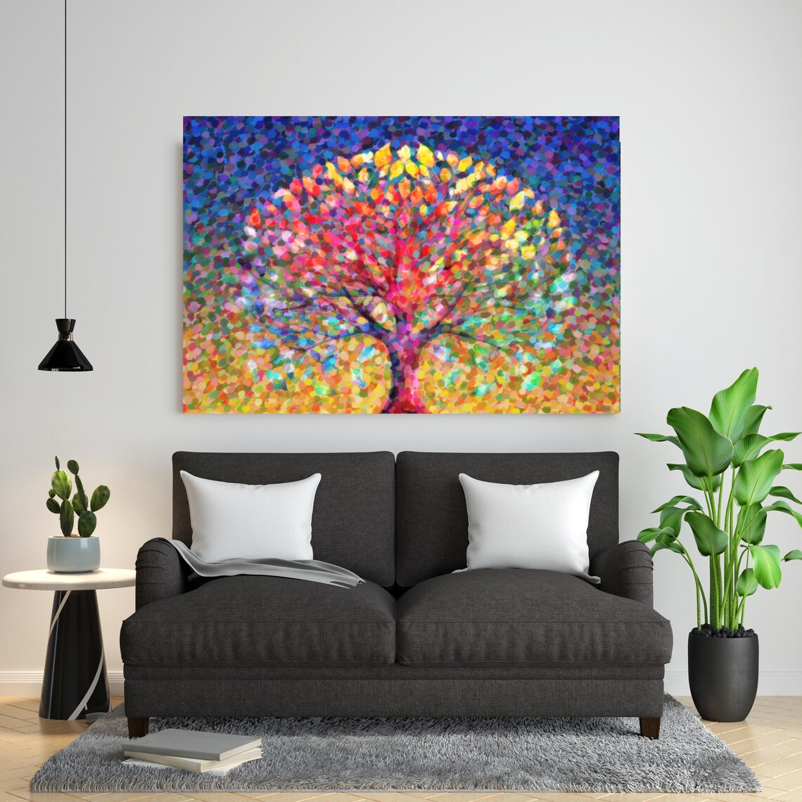 5 Pointillism Art Landscapes - Trees and City Landscape - Gift ...