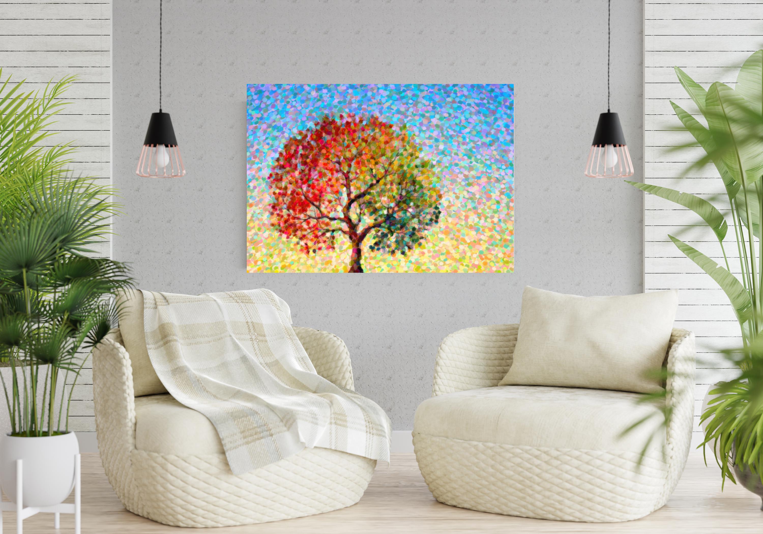 5 Pointillism Art Landscapes - Trees and City Landscape - Gift ...