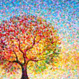 5 Pointillism Art Landscapes - Trees and City Landscape - Gift ...